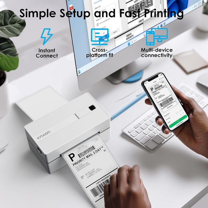 Bluetooth Thermal Shipping Label Printer, 4x6 Portable Thermal Address ...