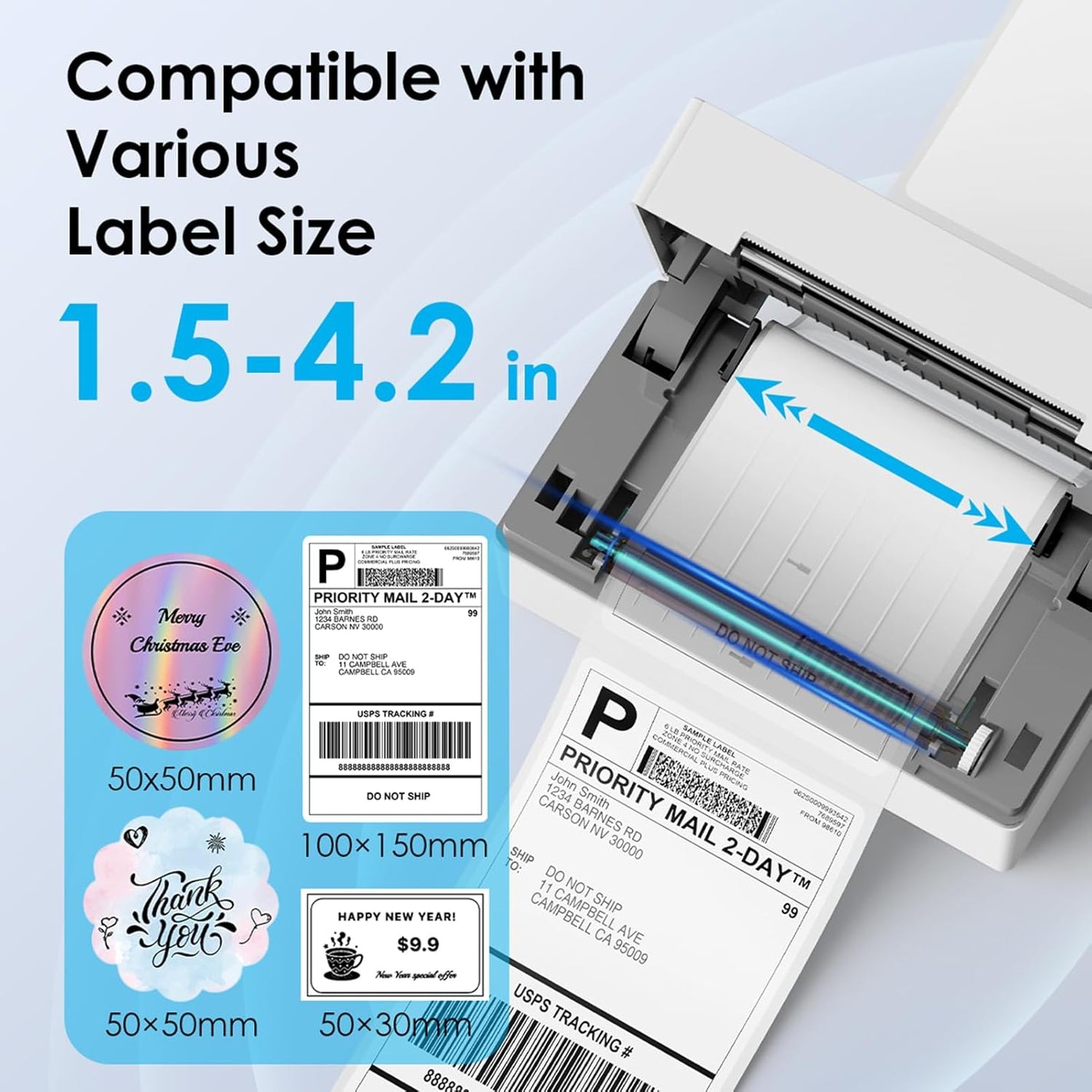Bluetooth Thermal Shipping Label Printer, 4x6 Portable Thermal Address ...